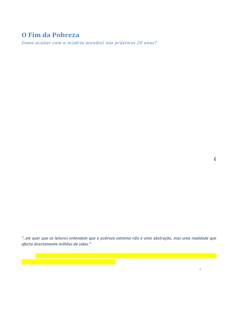 O Fim Da Pobreza - Jeffrey Sachs Juma Análise | PDF | Pobreza | Pobreza ...