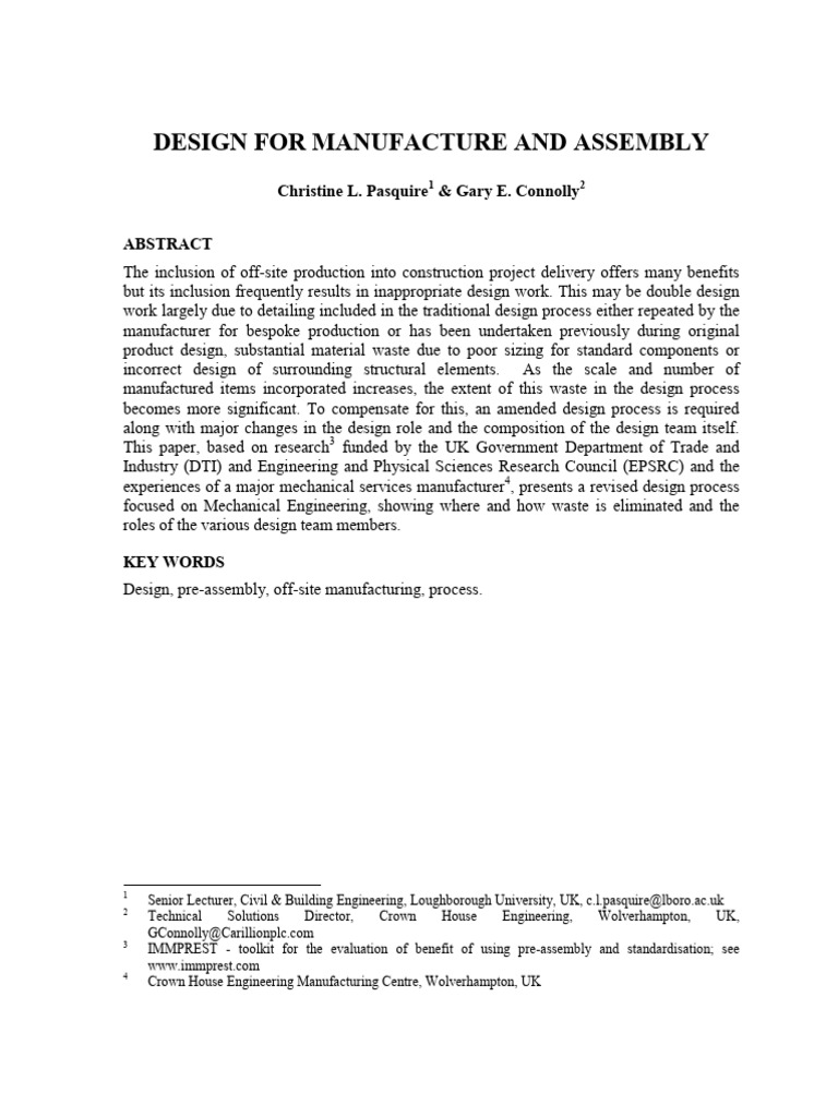 Design For Manufacture and Assembly 2 | PDF | Quality Assurance ...