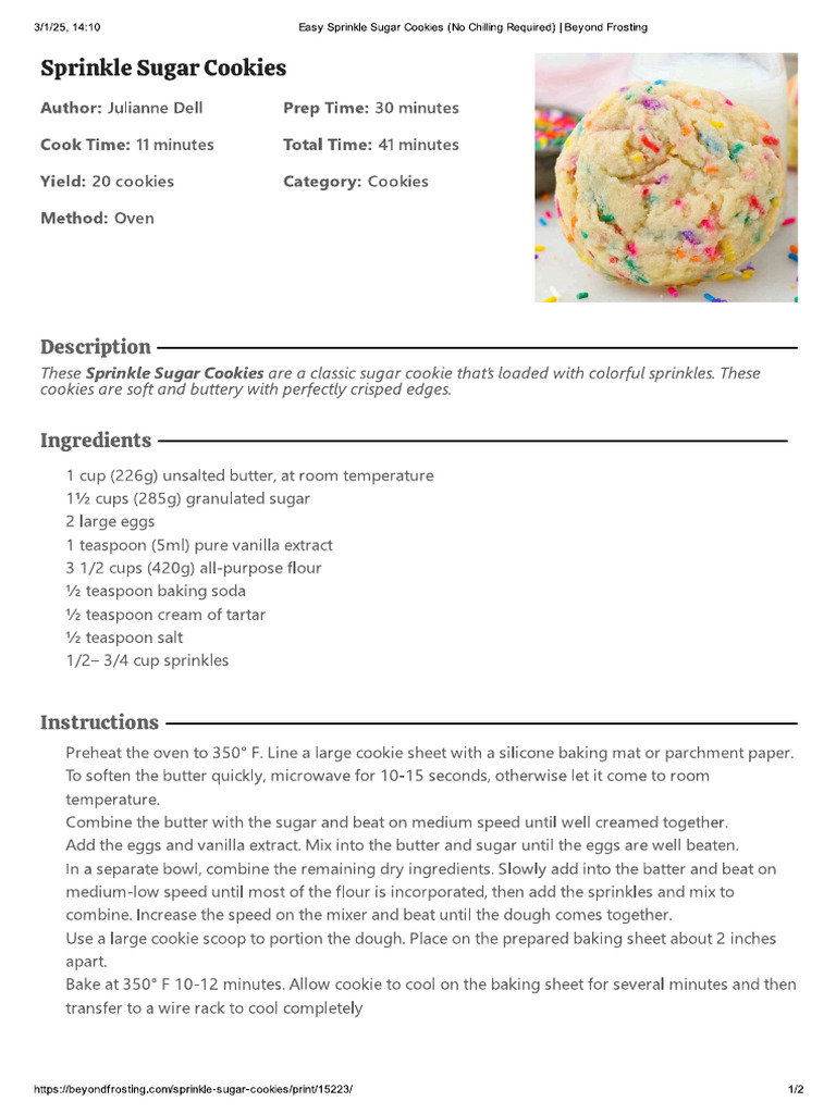 Sprinkle Sugar Cookies | PDF