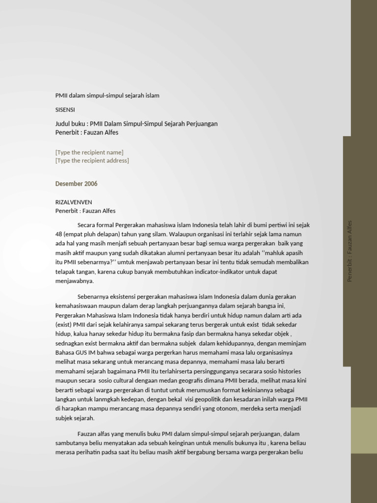 PMII dalam Sejarah Perjuangan Indonesia | PDF