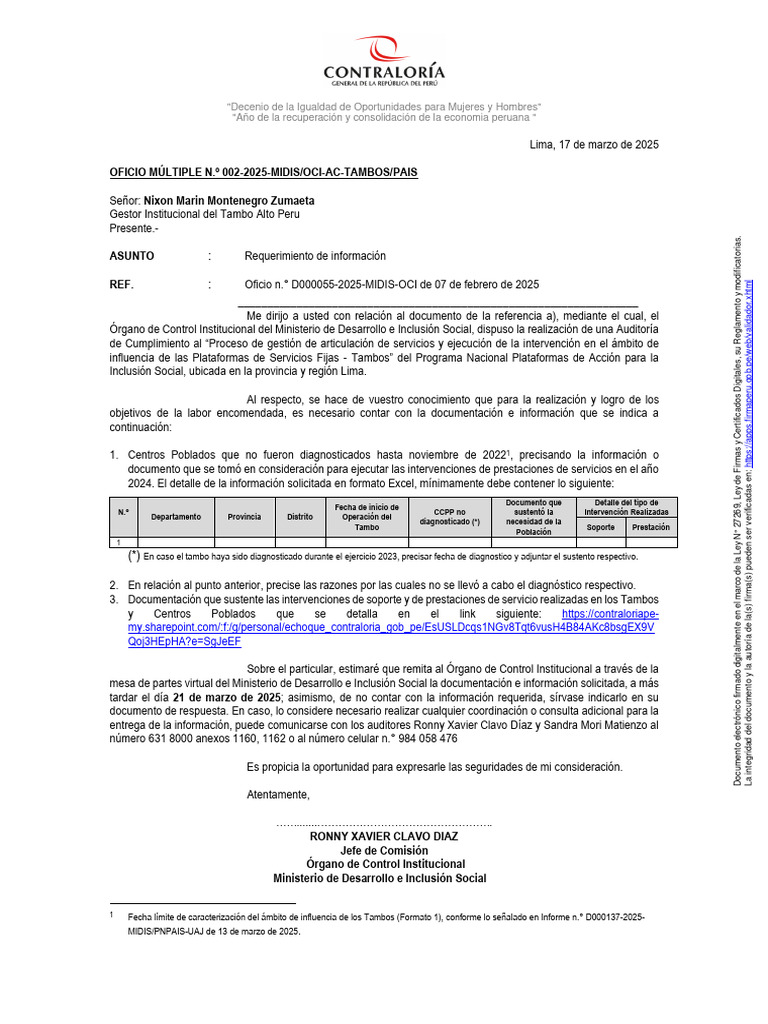 Sup Oficio Múltiple 002-2025 | PDF | Lima | Perú