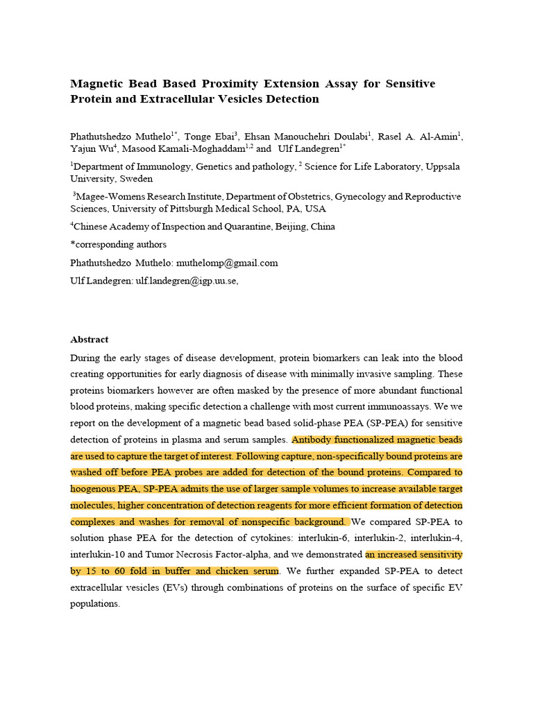 Magnetic Bead Based Proximity Extension Assay For Sensitive Protein and ...