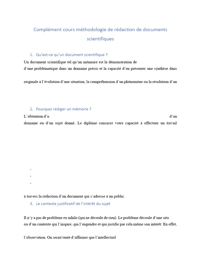 Méthodologie Scientifique de Rédaction de Documents Scientifiques | PDF ...