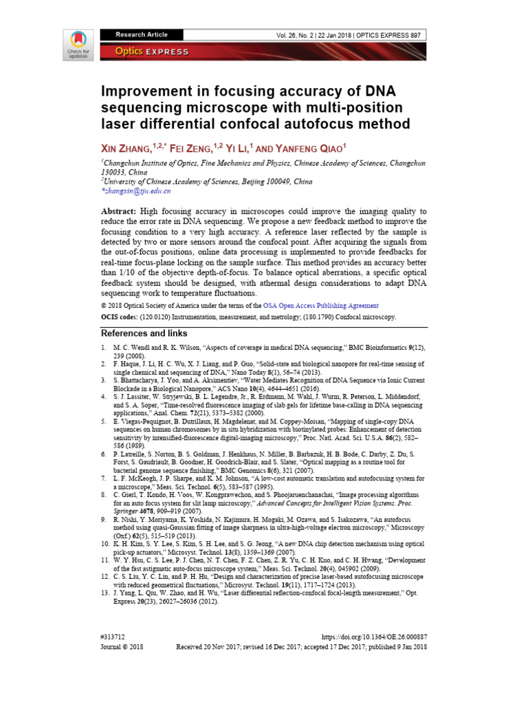 Improvement in Focusing Accuracy of DNA Sequencing Microscope With Multi-Position Laser ...