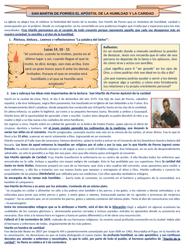 Actividad San Martin de Porres | PDF