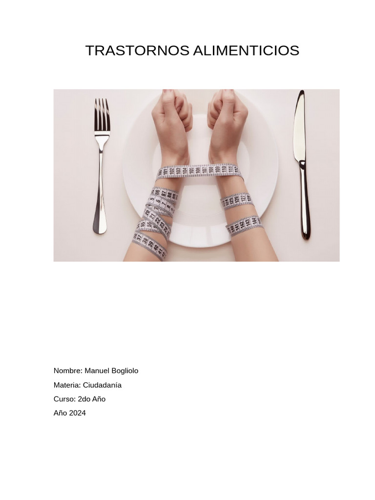 Trabajo Trastornos Alimenticios | PDF | Desorden alimenticio | Anorexia nerviosa