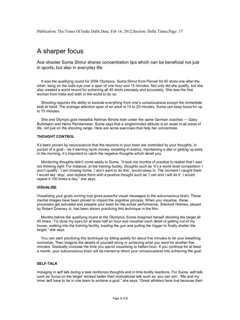 Sharper Focus | PDF | Breathing | Aerobic Exercise