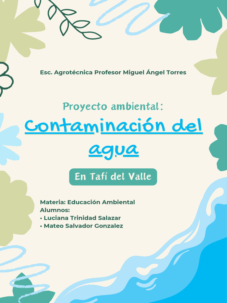 Proyecto Ambiental:: Contaminación Del Agua | PDF | Agua | Contaminación