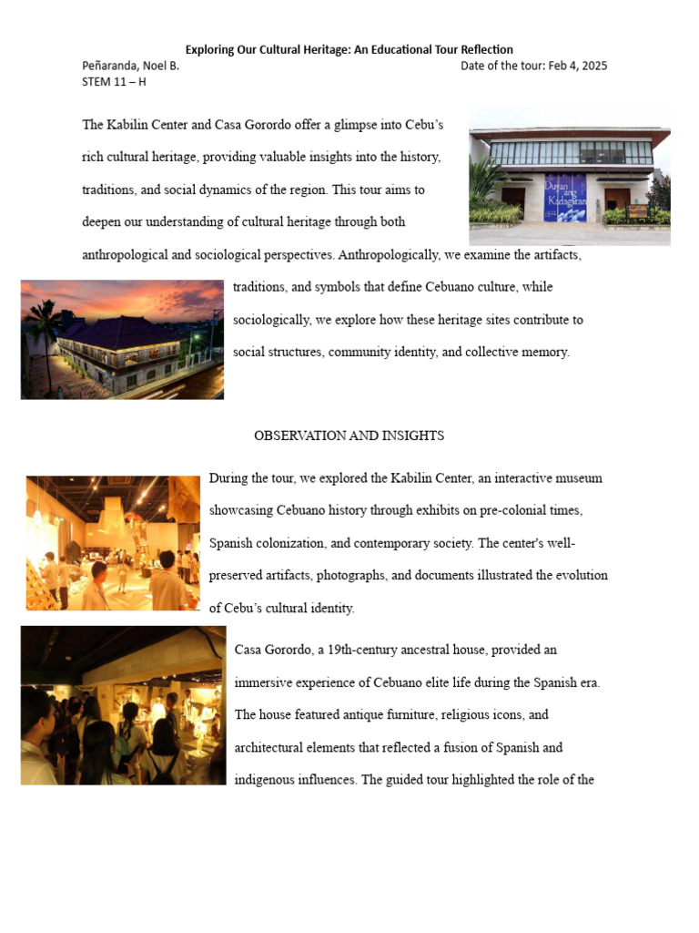 Cultural Heritage Exploration Report | PDF | Cultural Heritage | Traditions