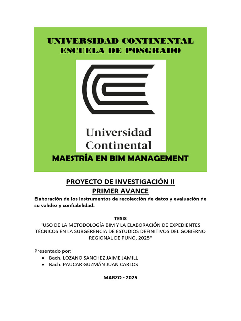 Avance 1 - Pi Ii | PDF | Alfa de Cronbach | Investigación cuantitativa