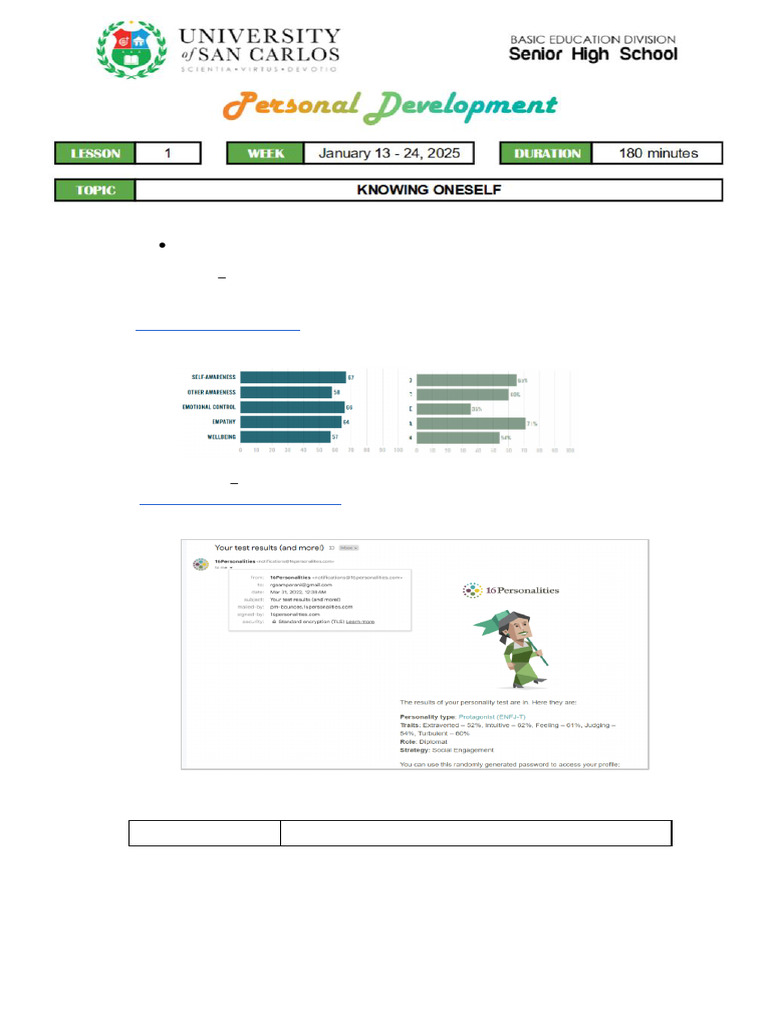Personality Assessment Reflection Guide | PDF | Emotional Intelligence ...