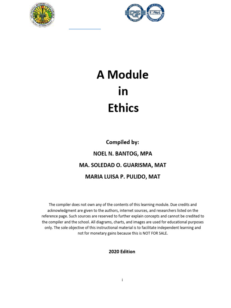 Ethics Module | PDF | Morality | Relativism