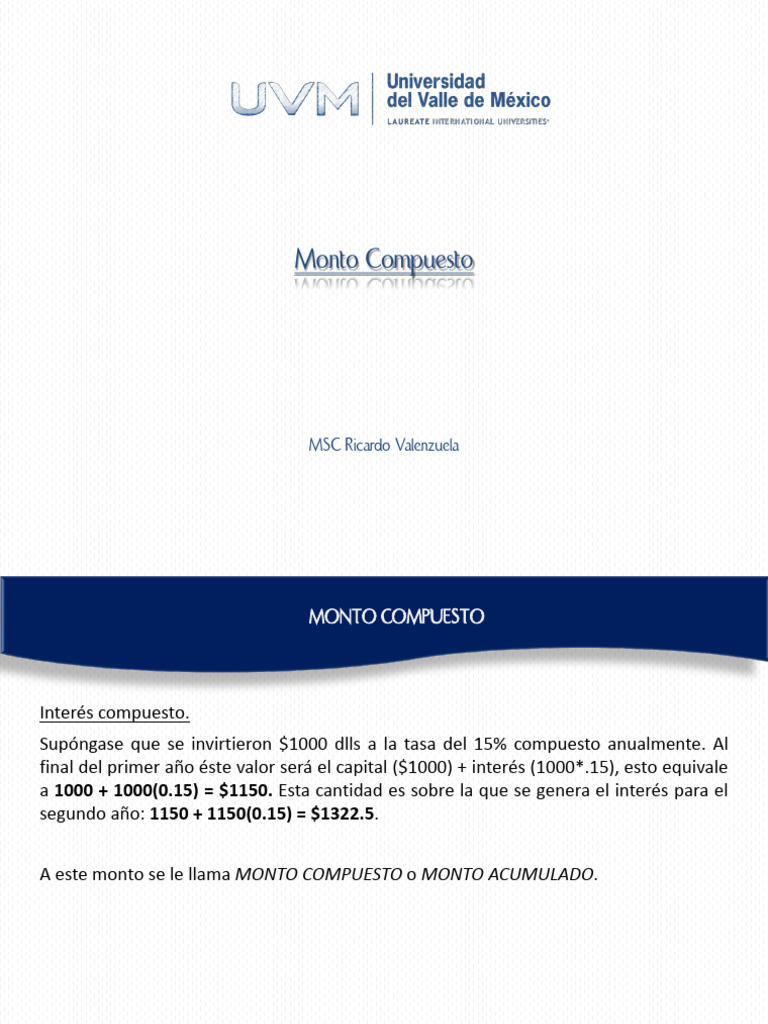Cálculo de Monto Compuesto y Ejercicios | PDF | Interés | Finanzas ...