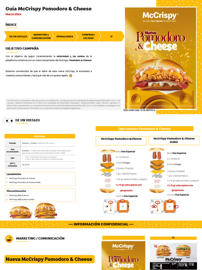 Guía Campaña McCrispy Pomodoro & Cheese | PDF | Salsa de tomate | Salsa