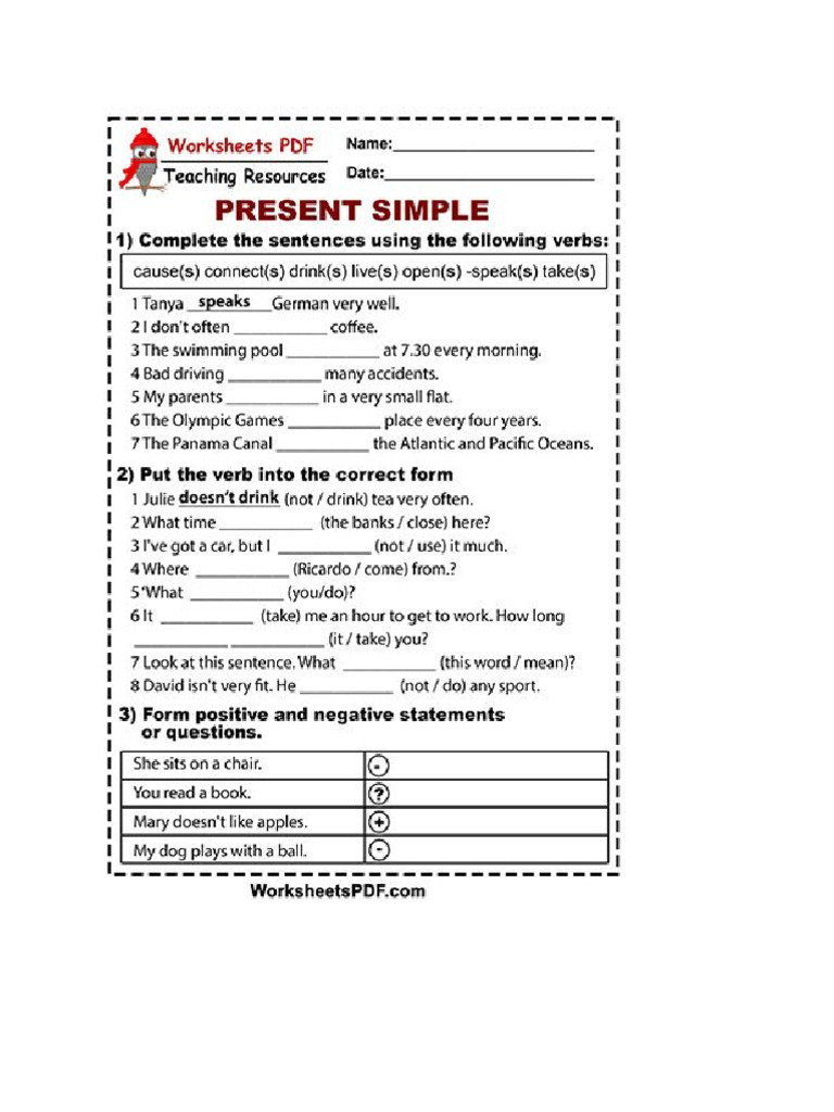 #8 Simple Present Practice | PDF