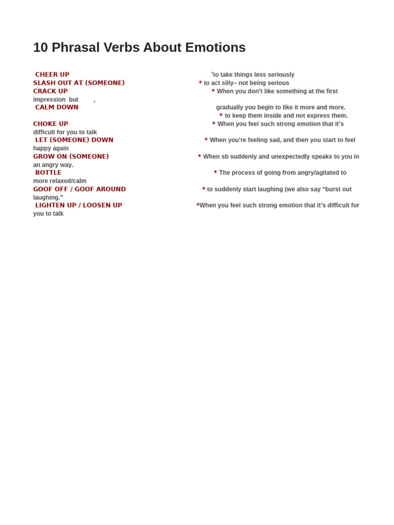 10 Phrasal Verbs About Emotions | PDF