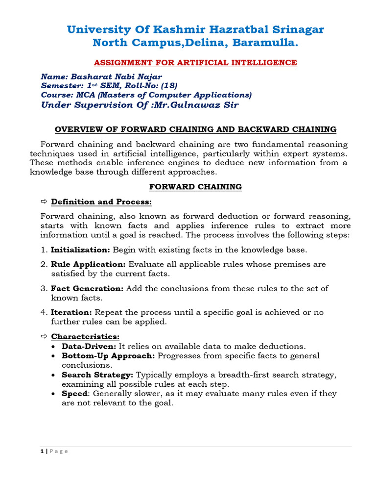 Overview of Forward Chaining and Backward Chaining | PDF | Inference ...