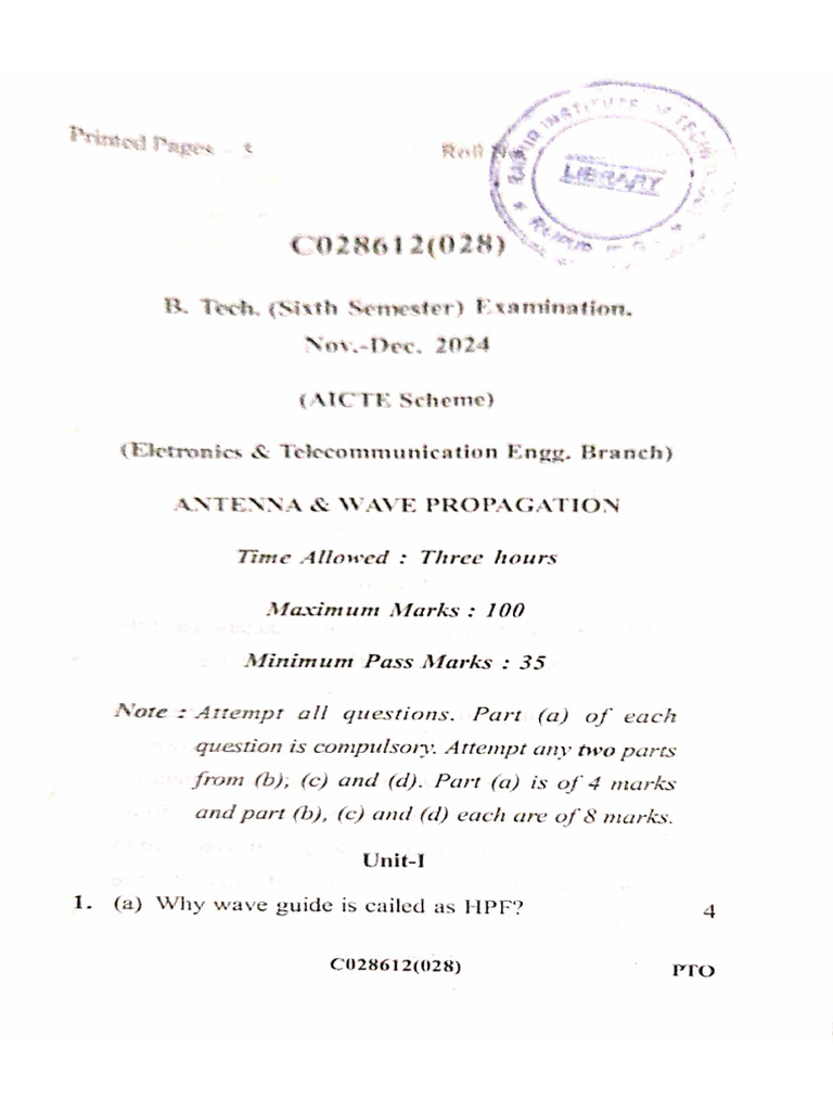 2024-Nov-Dec. Antenna & Wave Propagation (AICTE) | PDF