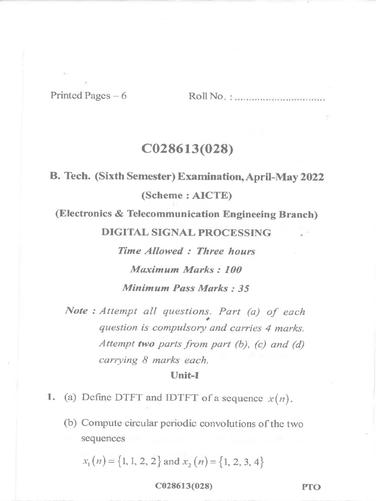 2022-Apr-May-Digital Signal Processing (AICTE) | PDF