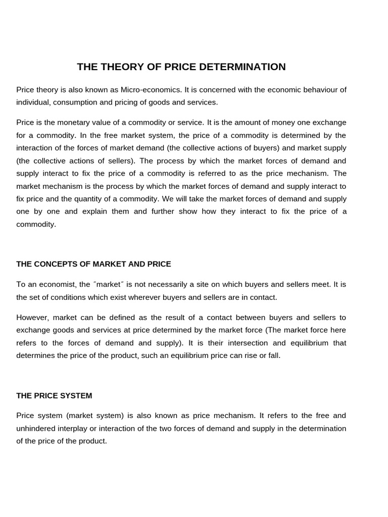 The Theory of Price Determination Material | PDF | Economic Equilibrium ...