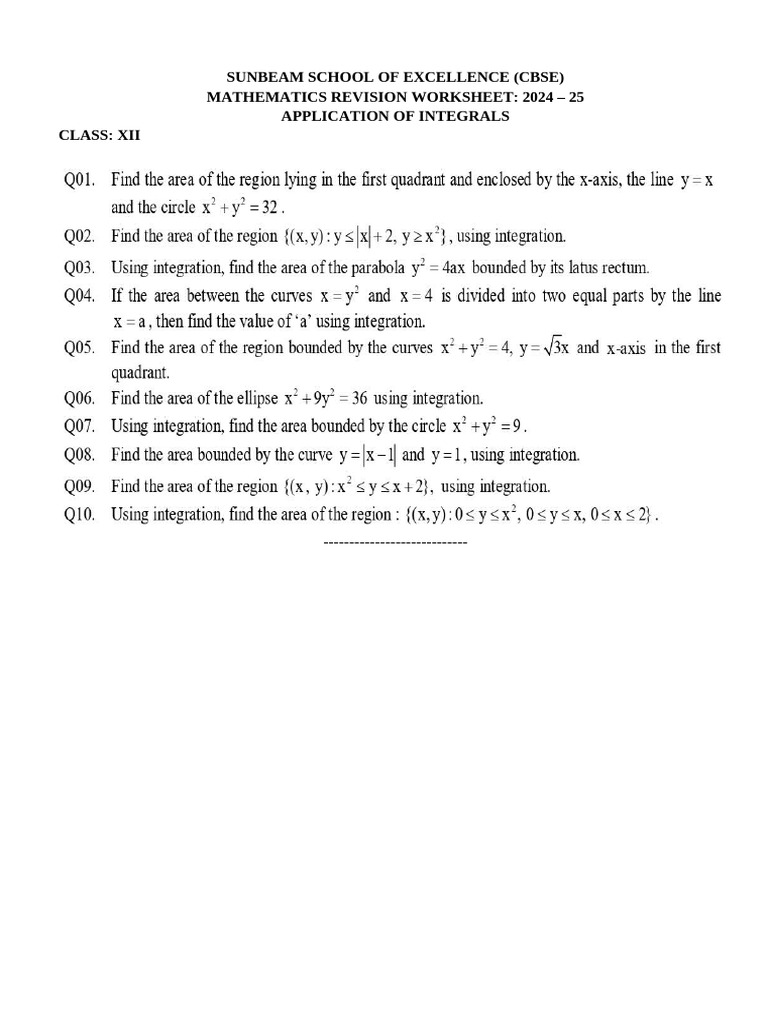 Application of Integrals | PDF