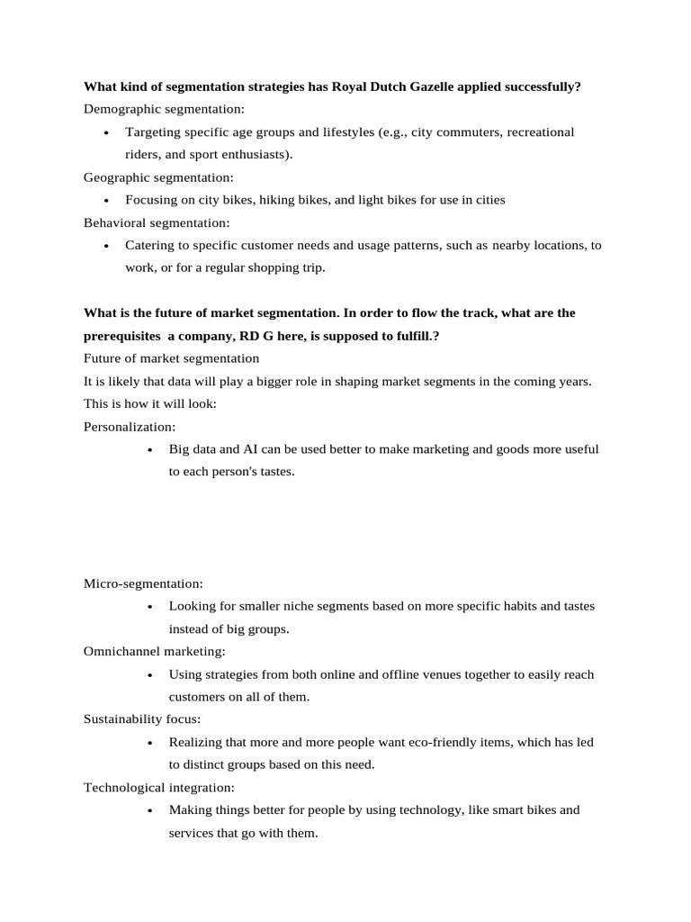 Market Segmentation Strategies for RD Gazelle | PDF | Market ...