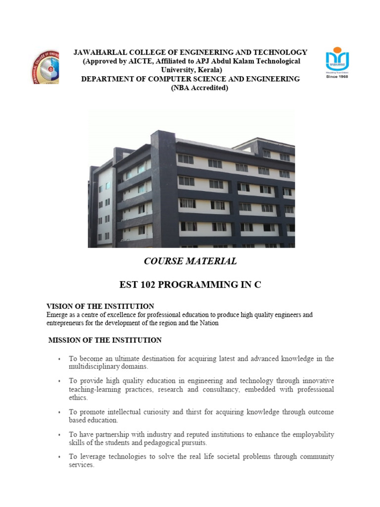 Est 102 Computer Programming in C | PDF | Central Processing Unit | Computer Data Storage