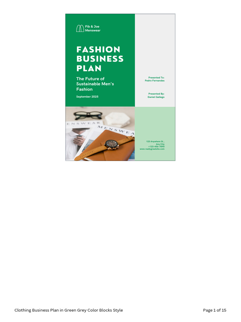Clothing Business Plan in Green Grey Color Blocks Style | PDF | Brand ...