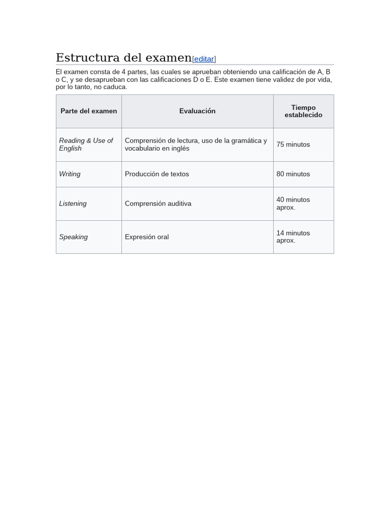 Estructura Del Examen | PDF