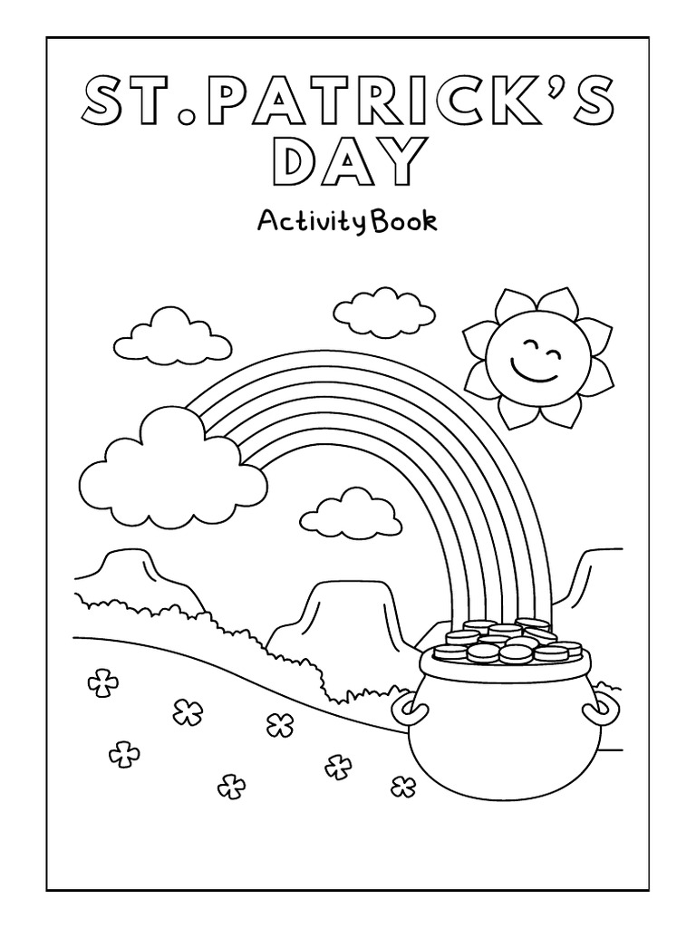 St. Patrick's Day Activity Worksheets in Black White Playful Style | PDF