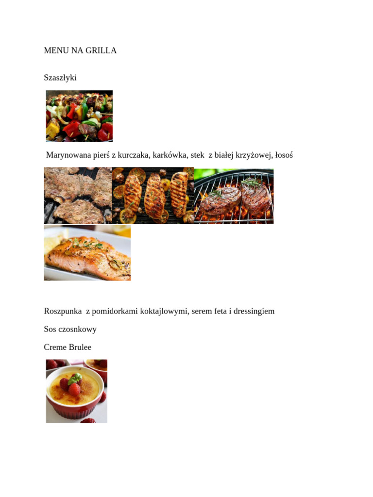 MENU NA GRILLA | PDF