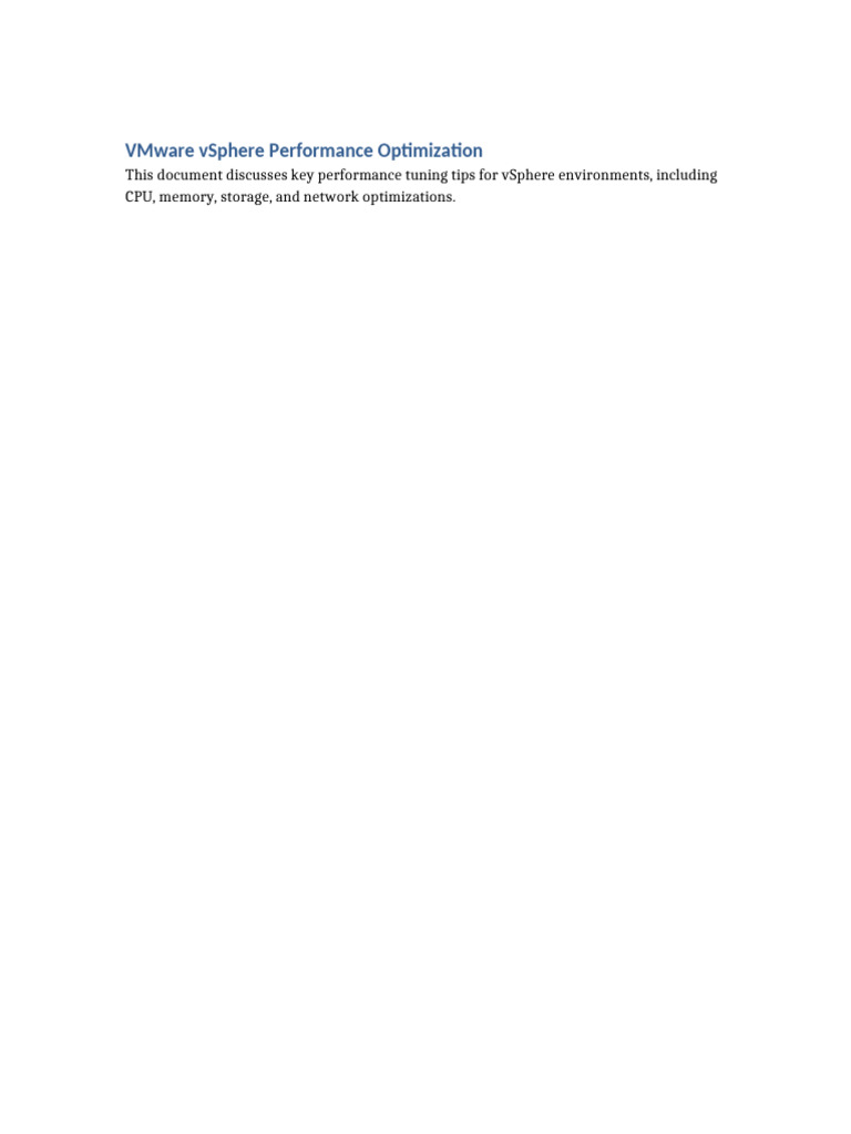 VMware VSphere Performance Optimization | PDF