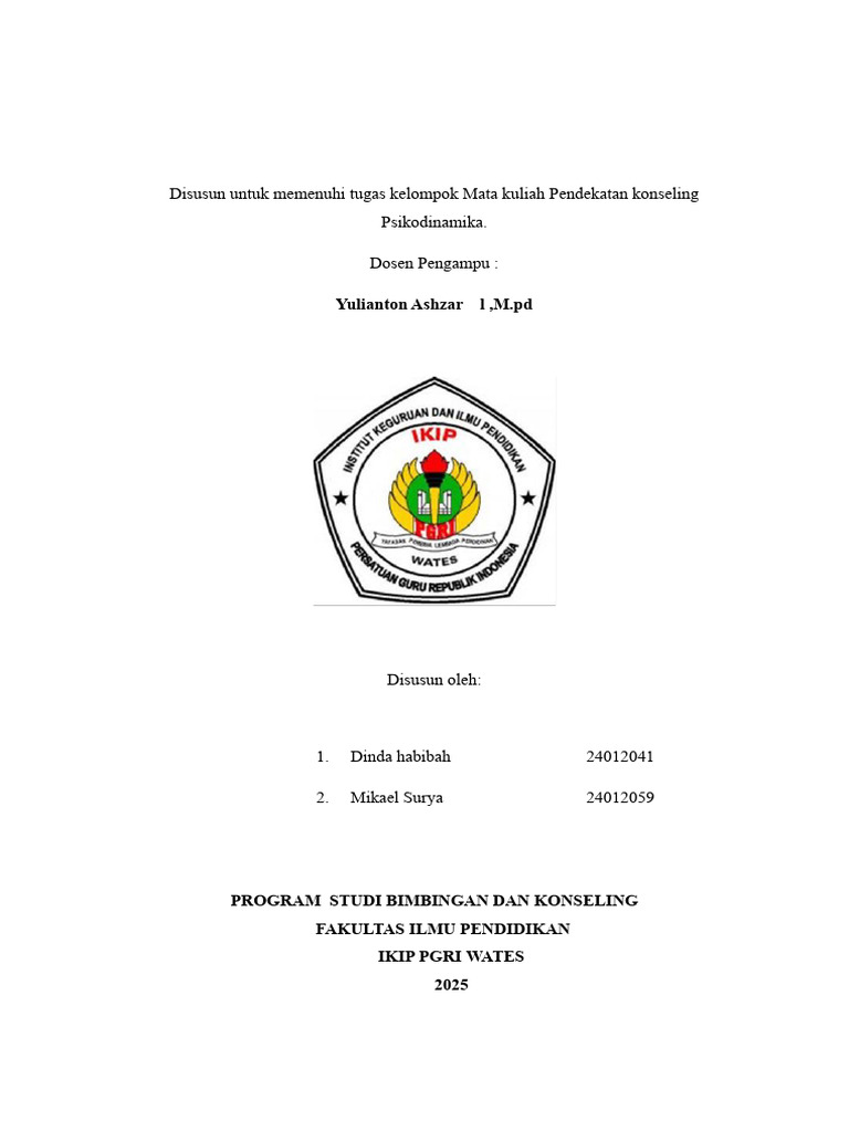 Pendekatan Konseling Psikodinamika. Dinda Habibah | PDF