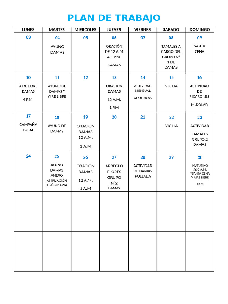 Plan de Trabao Yanina | PDF
