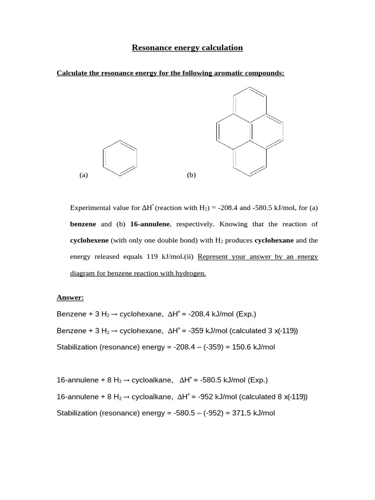 Resonance Energy Calculation | PDF