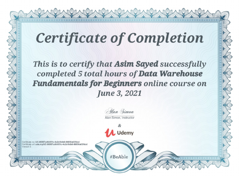 Data Warehouse Fundamentals Certificate | PDF