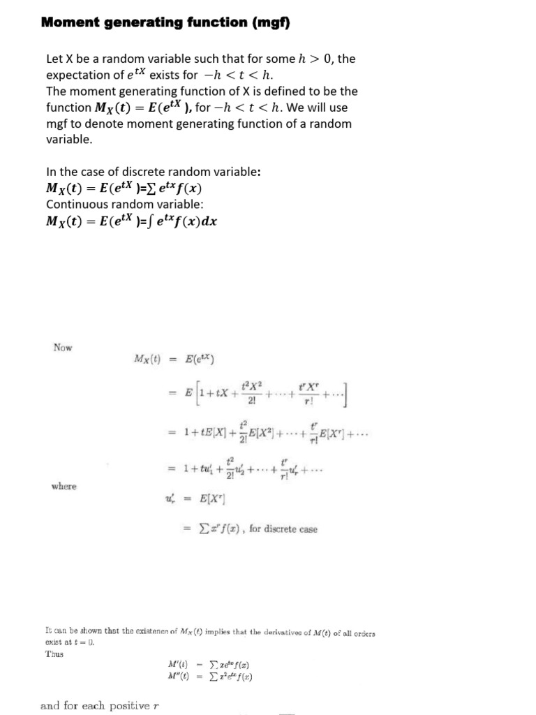 1.4. MGF - PGF and Characteristic Function Updated | PDF