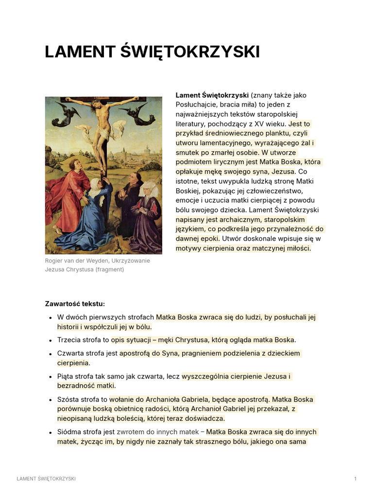 Lament Swietokrzyski | PDF