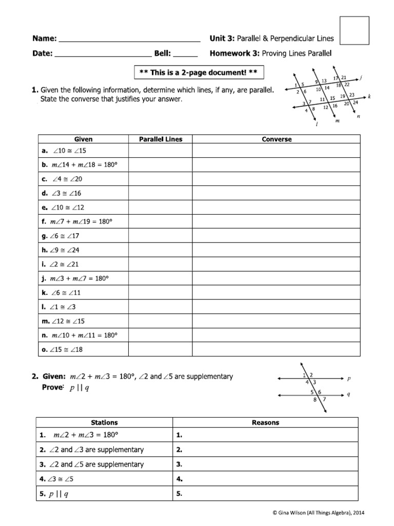 Homework Proving Lines Parallel | PDF