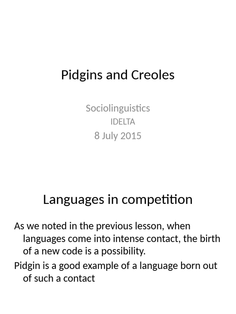 Pidgins and Creoles Idelta Ruiru | PDF | Linguistics | Languages