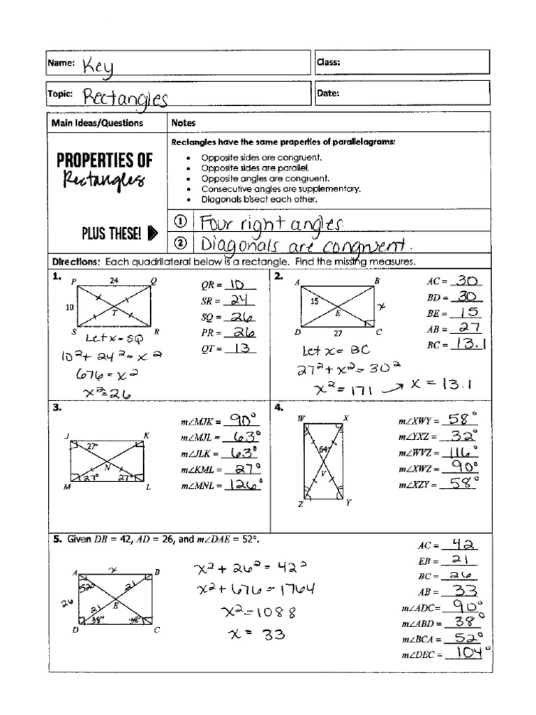 2 NotesHomework ANSWERS Quadrilaterals Rhombi | PDF