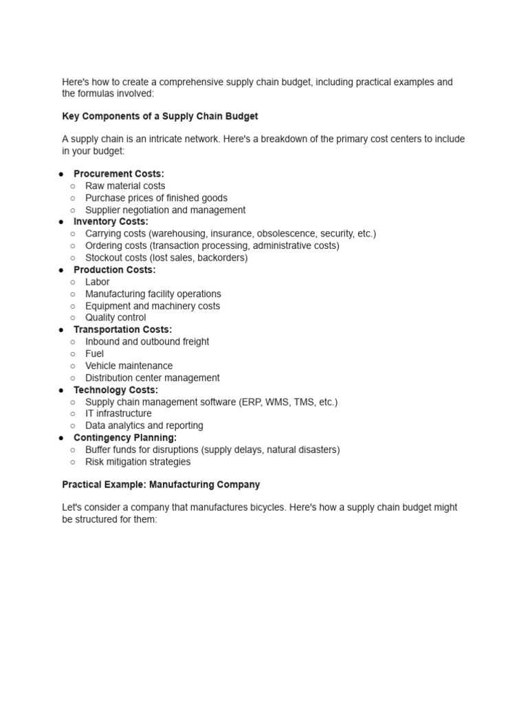 Supply Chain Budget Planning Guide | PDF | Inventory | Supply Chain