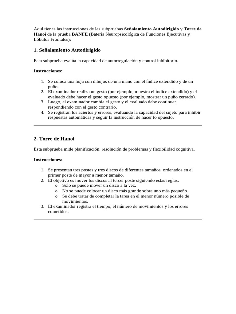 Aquí tienes las instrucciones de las subpruebas Señalamiento ...