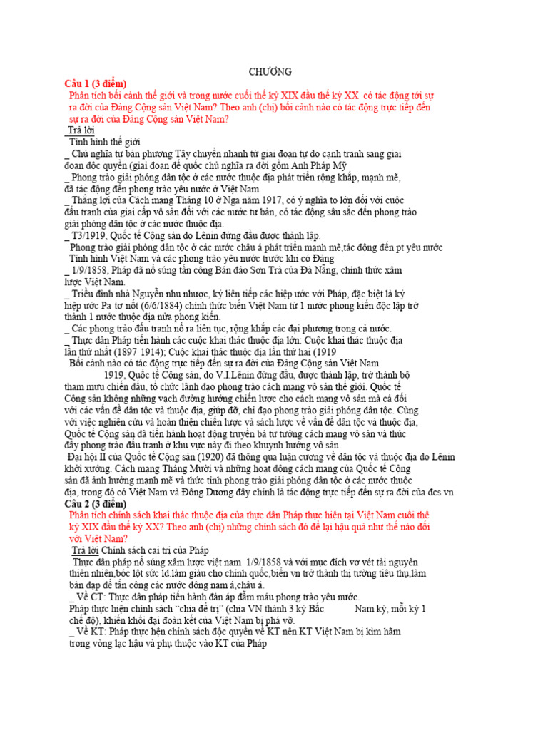Đề Cương Thi Kết Thúc Học Phần Môn LS DCS VN 4 (1) | PDF