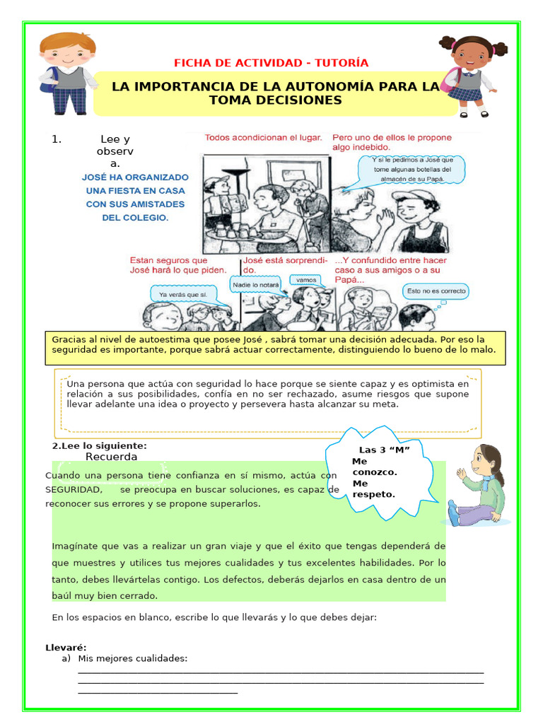 Autoconocimiento y Toma de Decisiones | PDF | Autoestima | Psicología ...