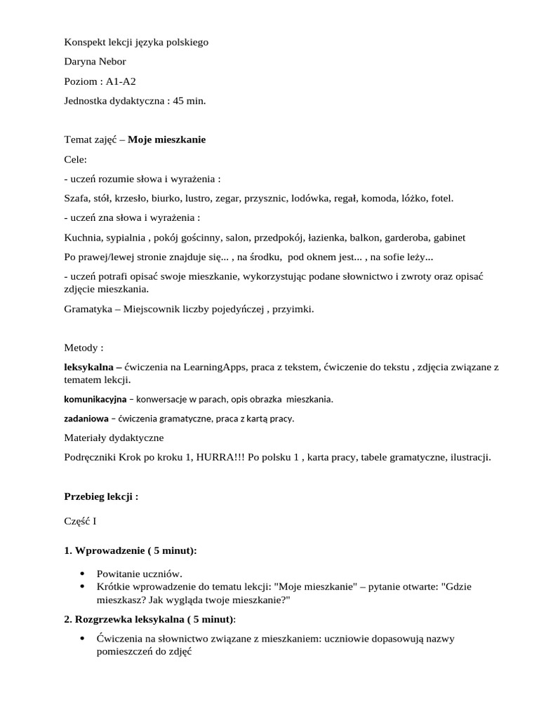 Konspekt Moje Mieszkanie | PDF