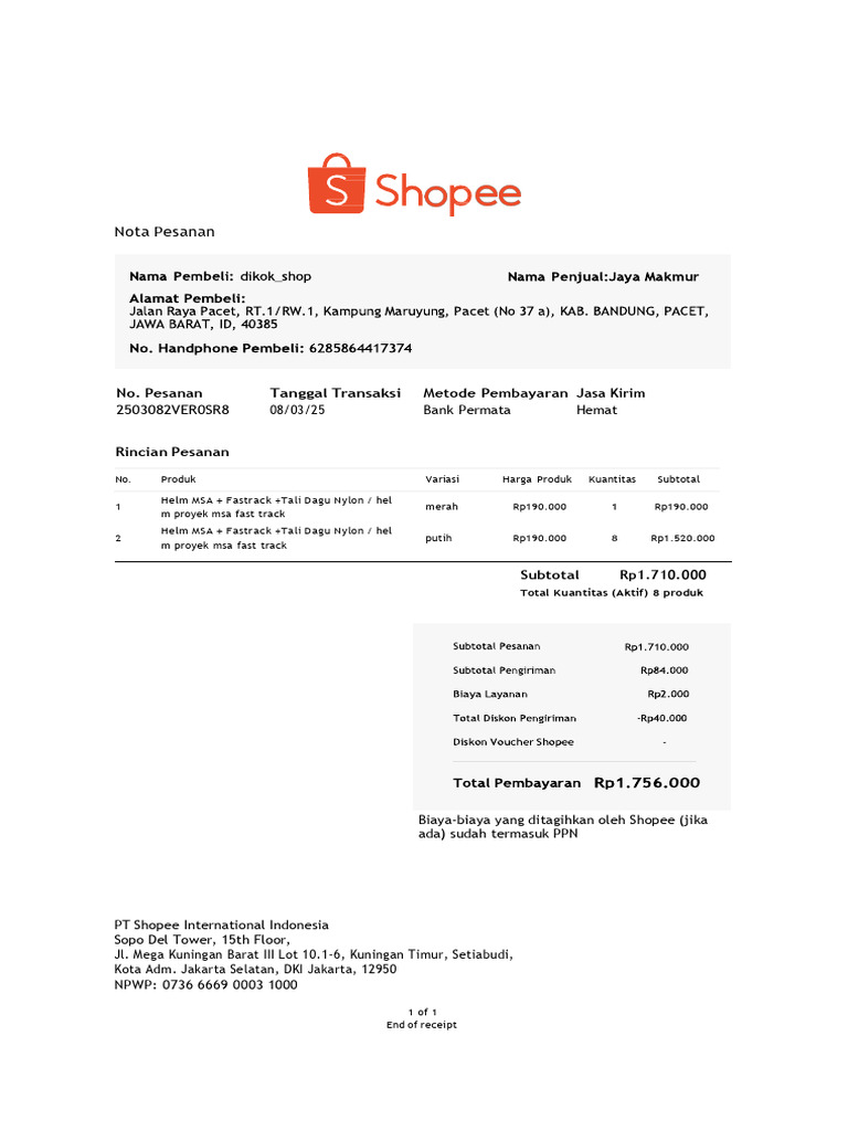 Invoice 2426951647-Helm | PDF