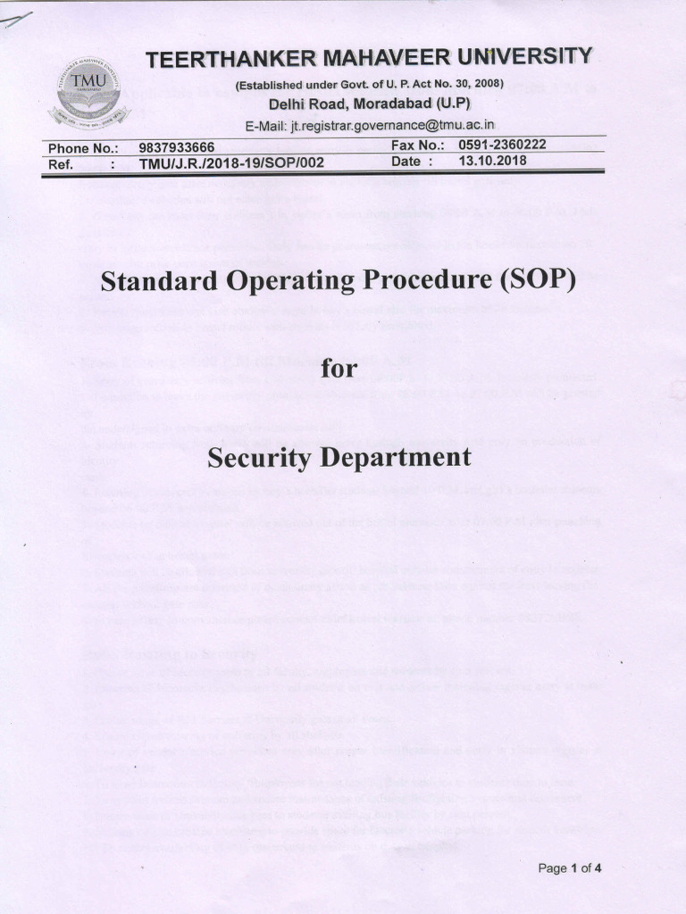 Security SOP | PDF