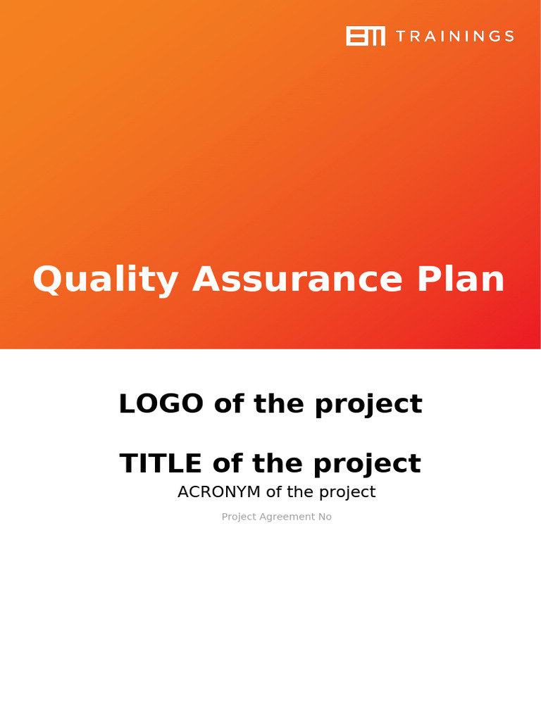 Quality Assurance Plan Template | PDF | Document | Quality Assurance