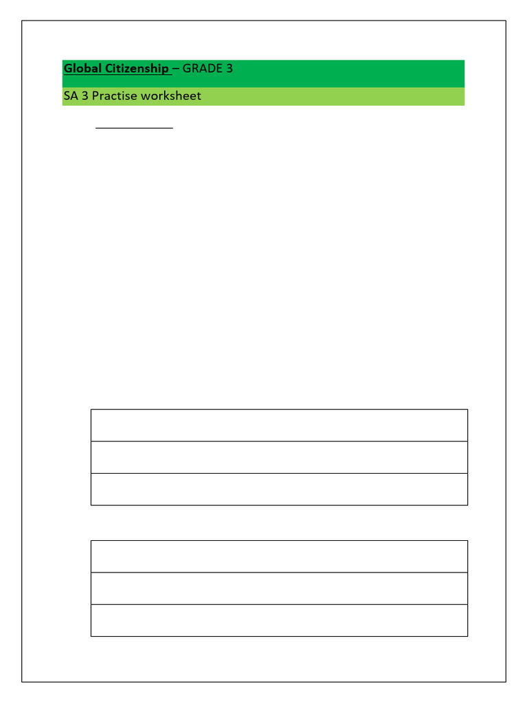 Revision worksheet 1 SA3 | PDF